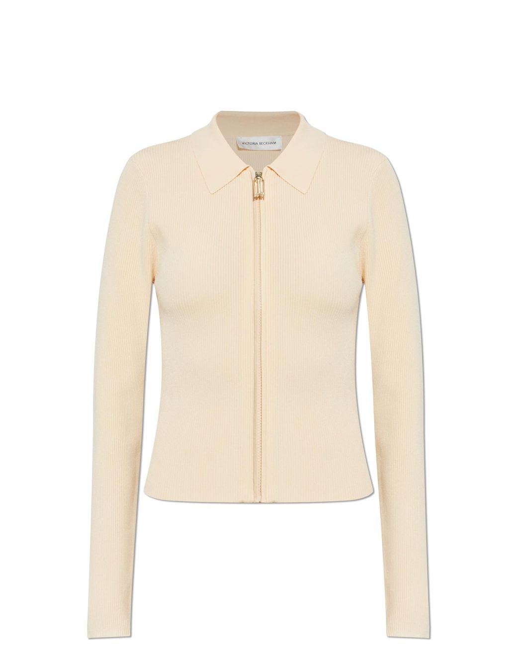 Victoria Beckham Zip-Up Cardigan in Natural | Lyst UK