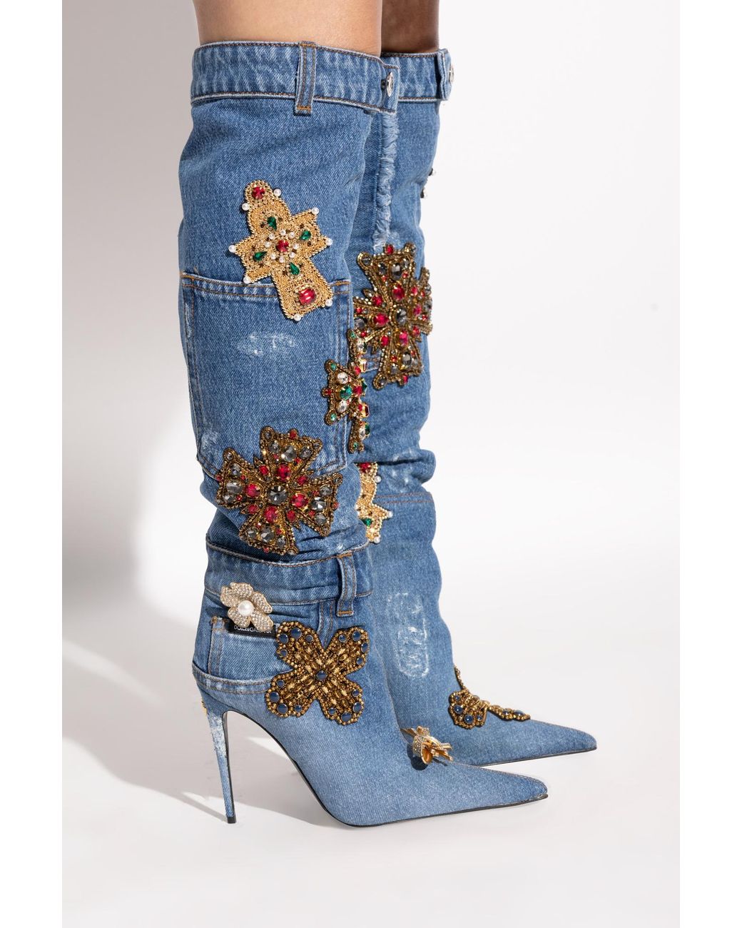 Dolce & Gabbana Dolce & Gabbana Heeled Boots in Blue | Lyst
