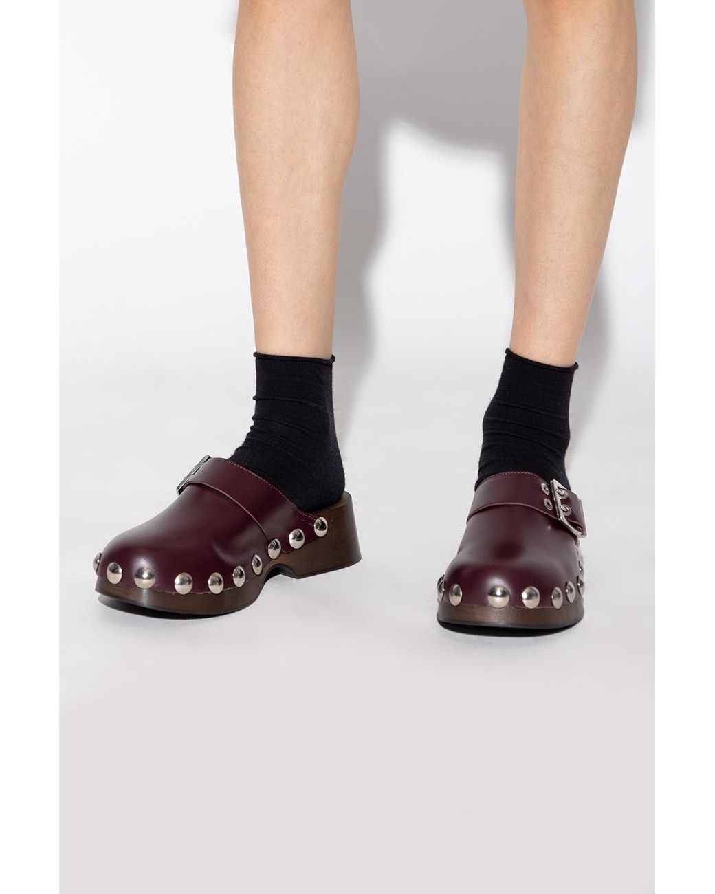 Ganni Leather Clogs in Purple | Lyst