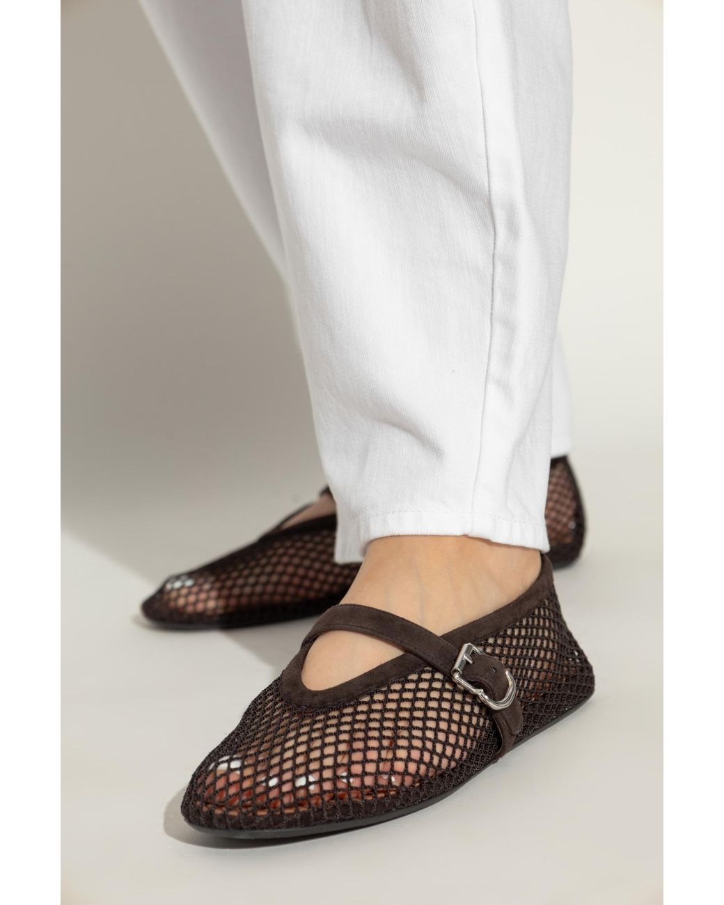 Alaïa Ballet Flats With Strap in White | Lyst