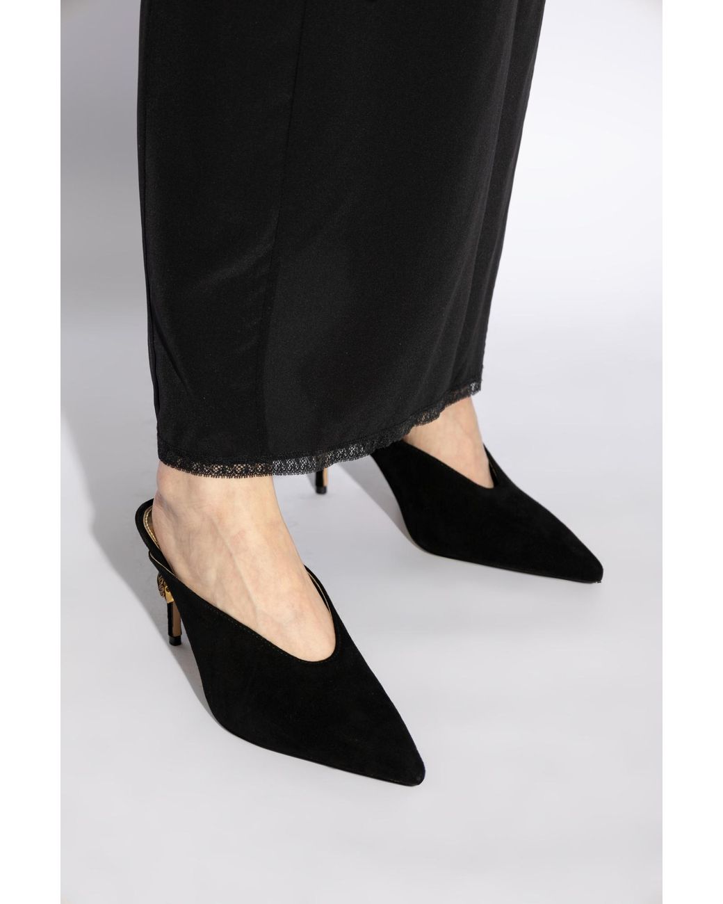 Kurt Geiger Eagle Heeled Mules in Black | Lyst