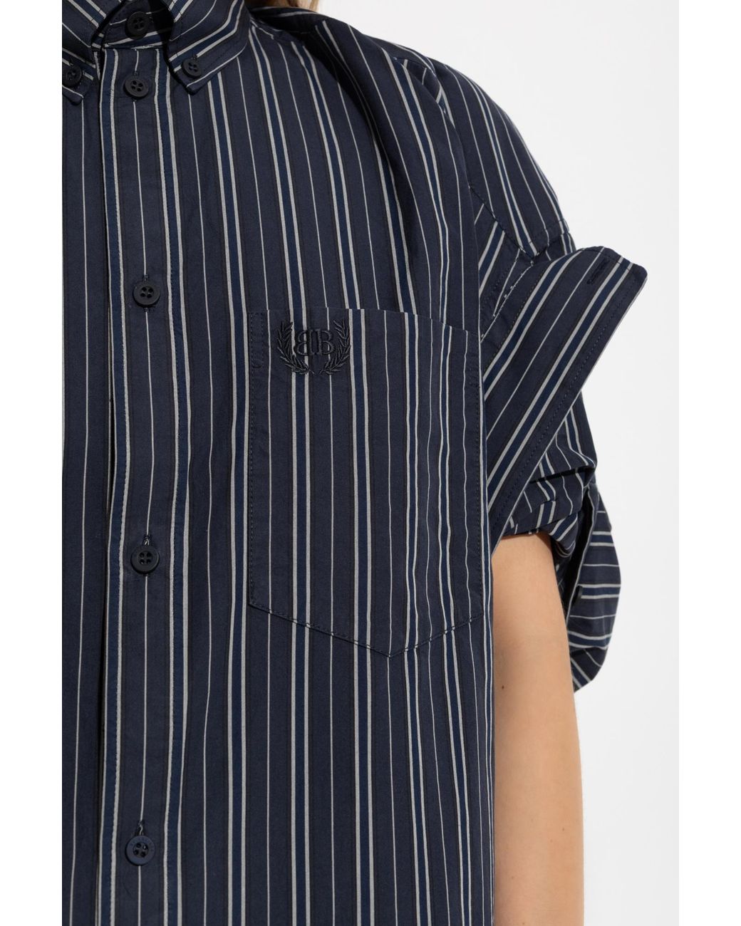 Balenciaga Dress With Stripe Pattern in Blue | Lyst