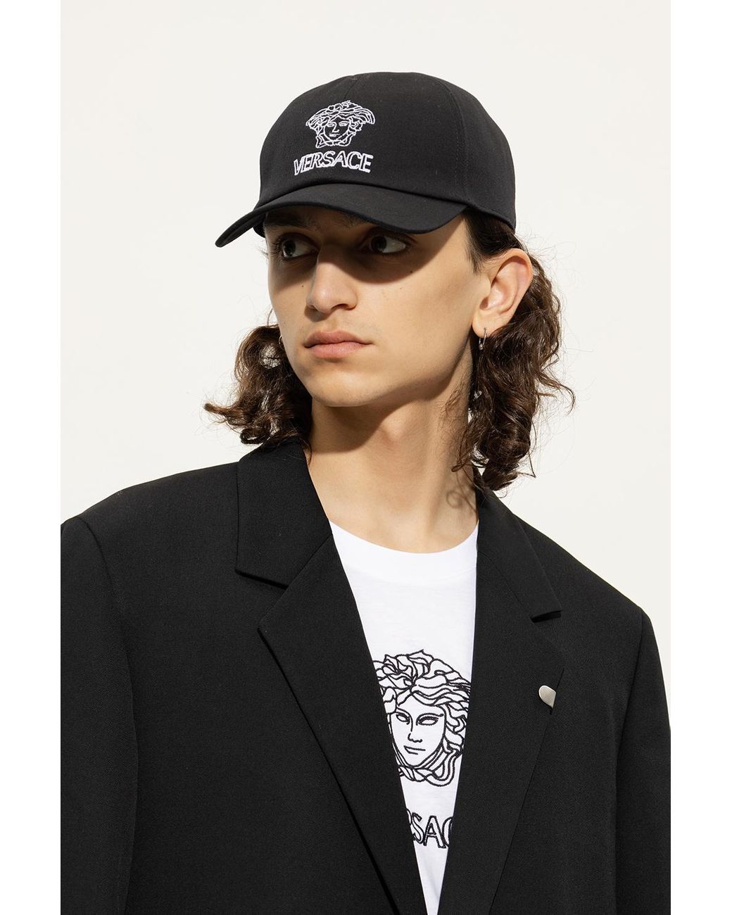 Versace Cotton Baseball Cap in Black for Men | Lyst