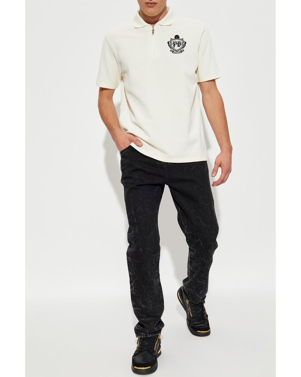 Balmain Polo Shirt With A Logo And Velvet Finish in White for Men | Lyst UK