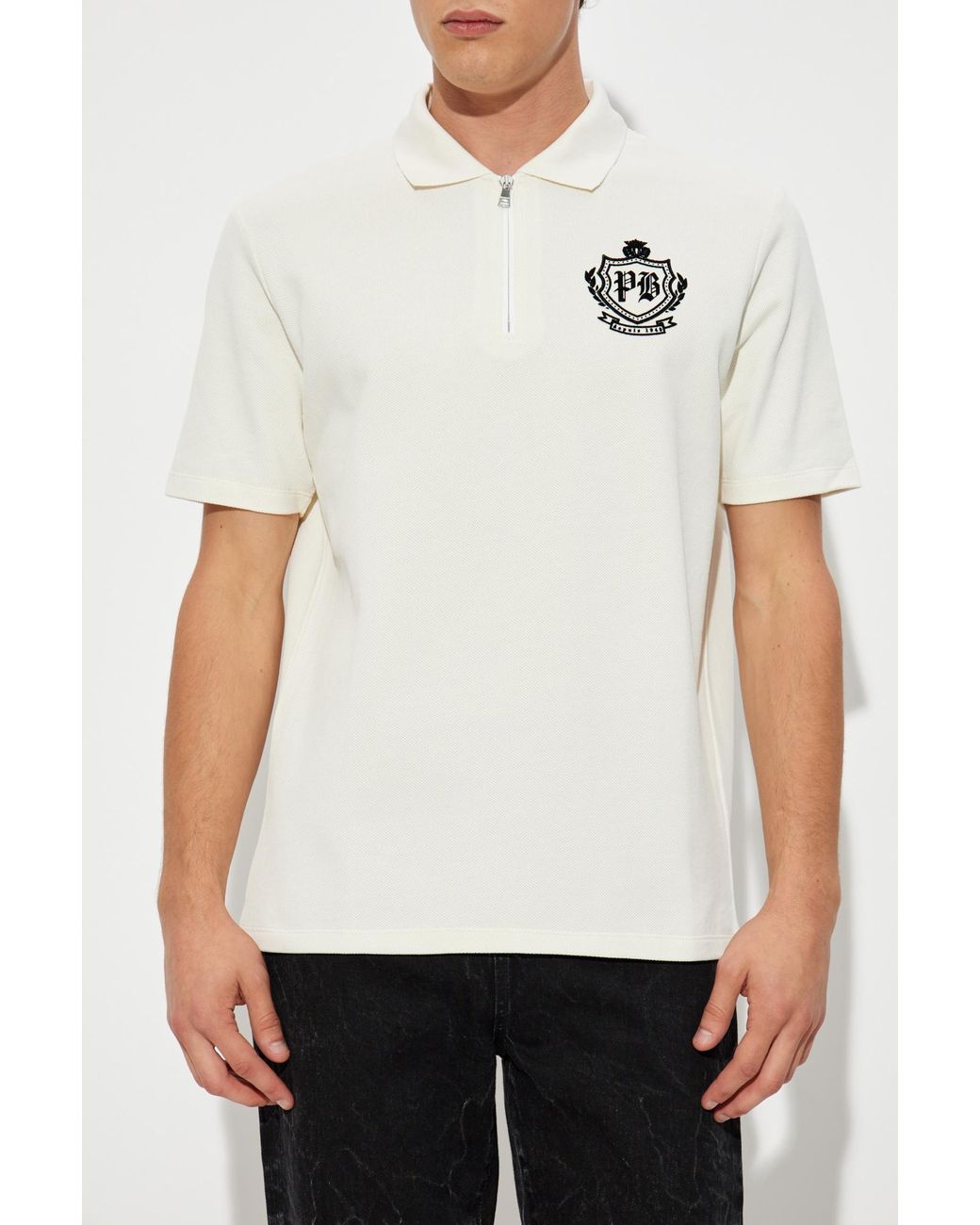 Balmain Polo Shirt With A Logo And Velvet Finish in White for Men | Lyst UK