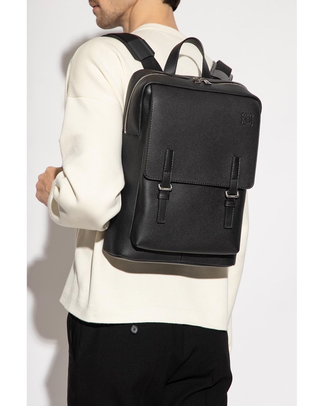 Loewe 'military' Leather Backpack in Black for Men | Lyst