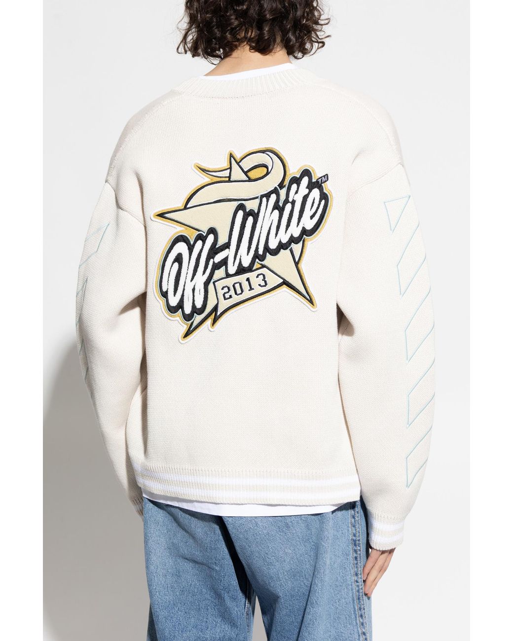 Off-White c/o Virgil Abloh Cardigan With Patches in Blue for Men | Lyst