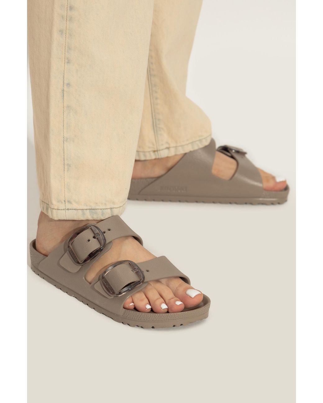 Birkenstock 'Arizona Big Buckle Eva' Slides in Brown | Lyst
