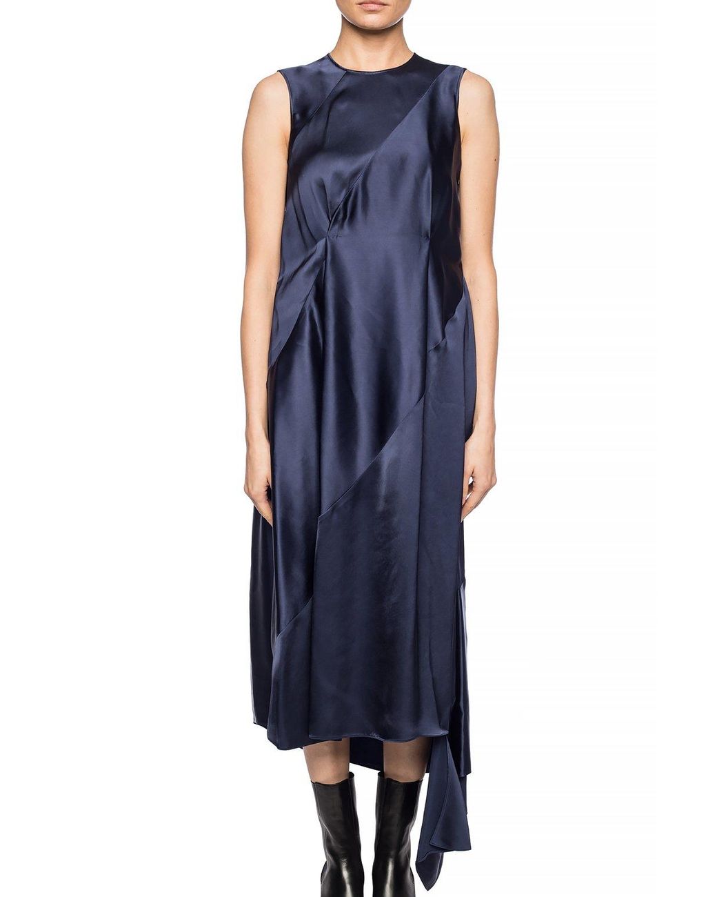 45％割引ブラック系,S豪華 Loewe Sleeveless Satin Dress Navy Blue ひざ丈ワンピース ワンピース ...