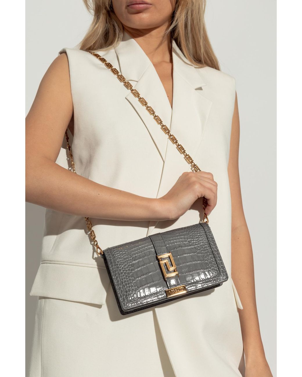 Versace Shoulder Bag in Gray | Lyst