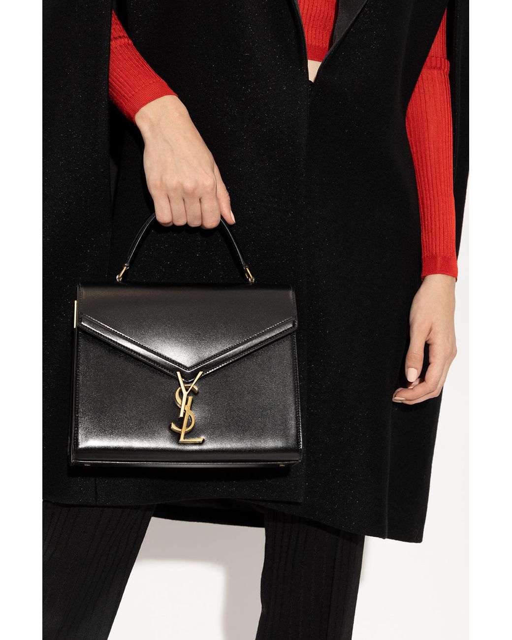 Saint Laurent Cassandra Medium Shoulder Bag In Black Lyst