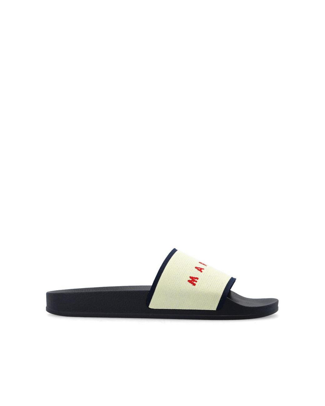 Marni Slides With Logo in Natural | Lyst