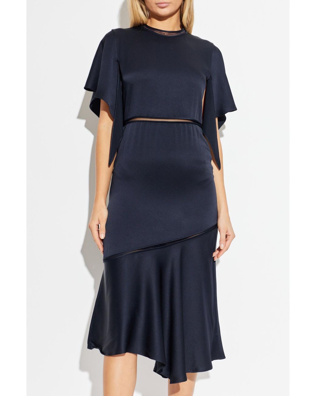 Fabiana Filippi Satin Dress With An Asymmetric Cut in Blue | Lyst
