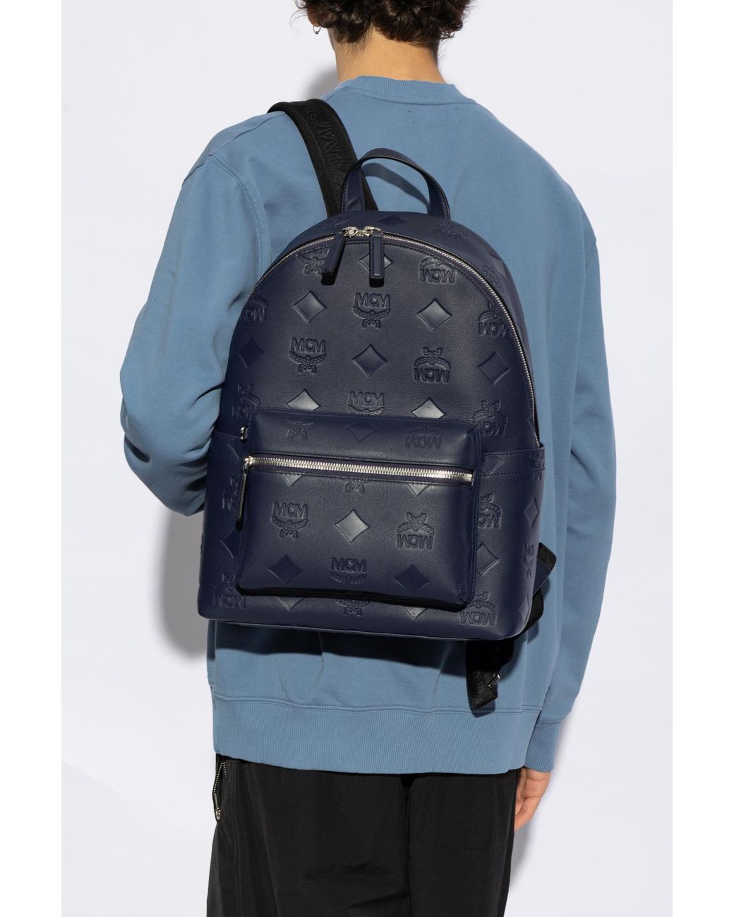 MCM Leather Backpack in Blue for Men | Lyst