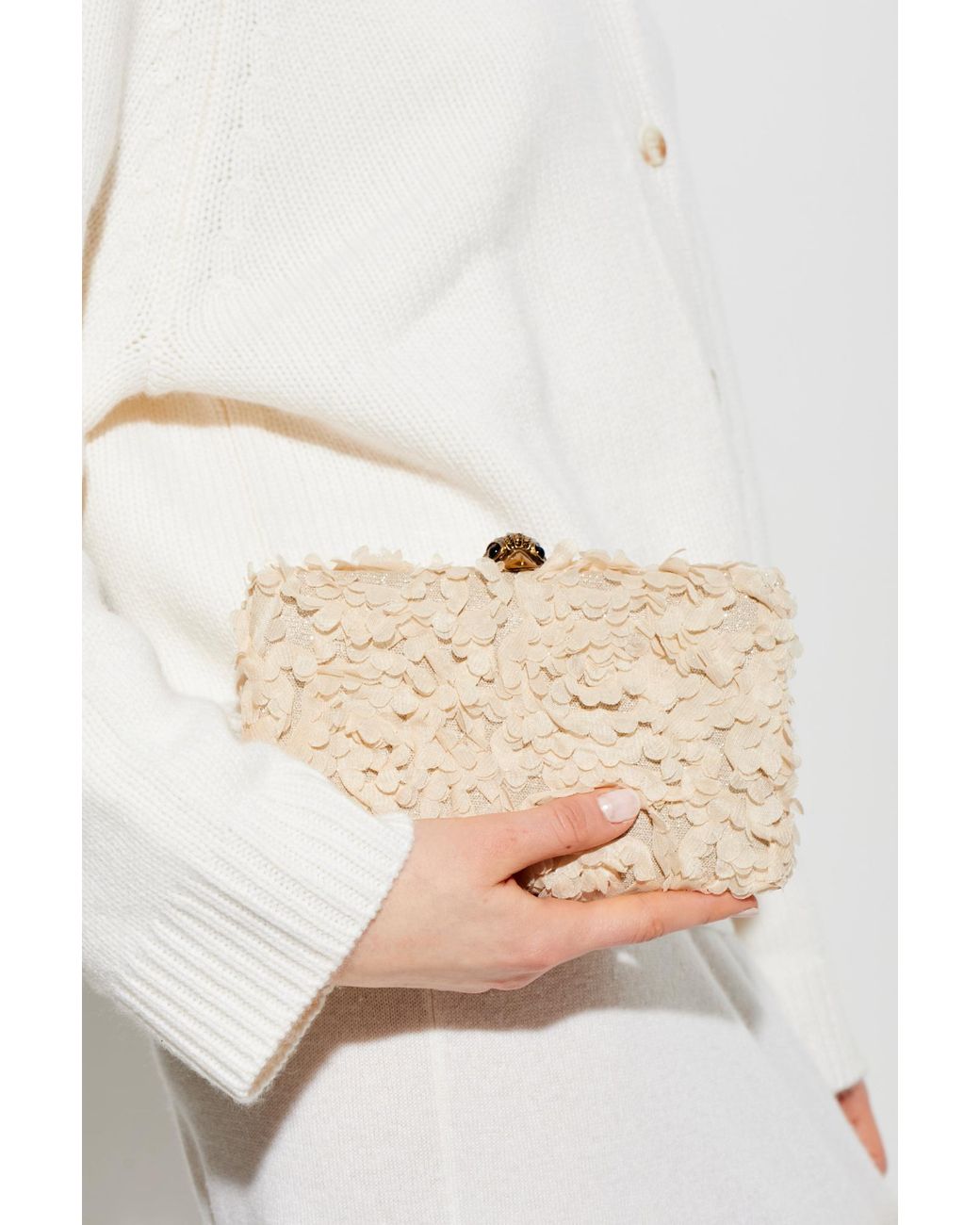 Kurt Geiger "Crystal Kensington" Clutch in Natural | Lyst