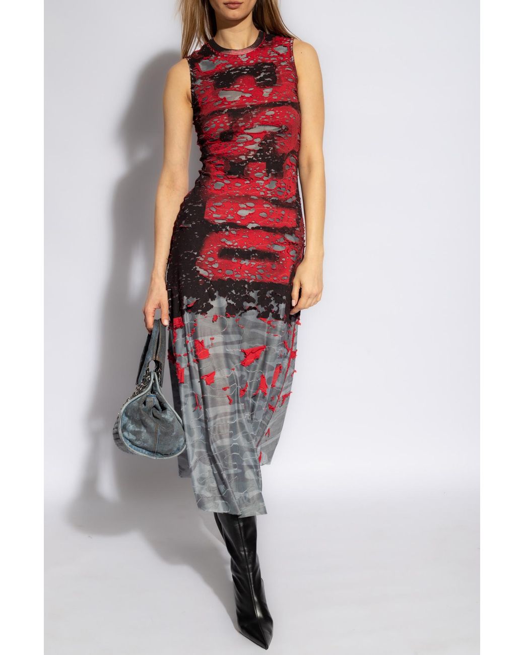 DIESEL D-Bisco-Dev Sleeveless Dress in Red | Lyst