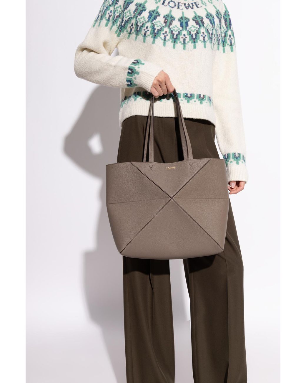 Loewe 'Puzzle Fold Medium' Shopper Bag in Natural | Lyst