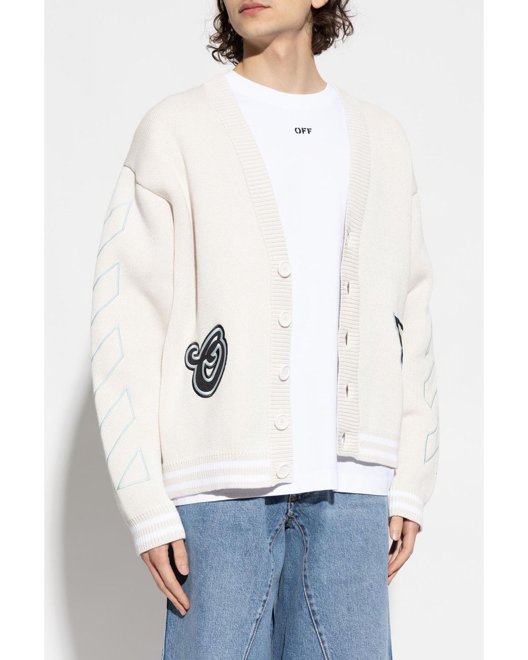Off-White c/o Virgil Abloh Cardigan With Patches in Blue for Men | Lyst
