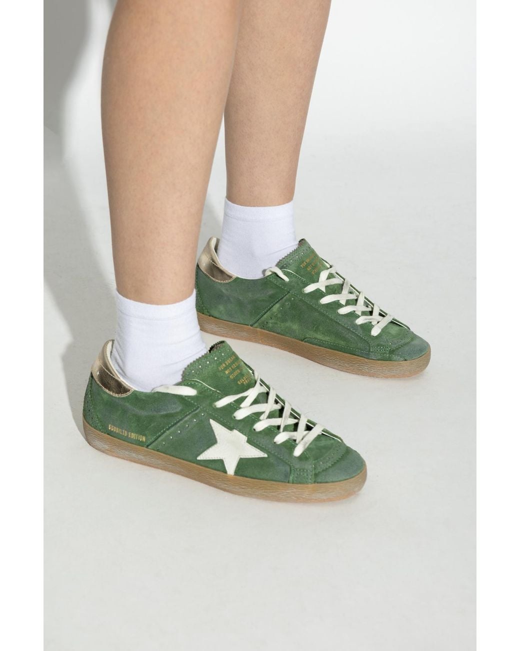 Golden Goose Sports Shoes "Super Star With Spur And Stich A" in Green ...