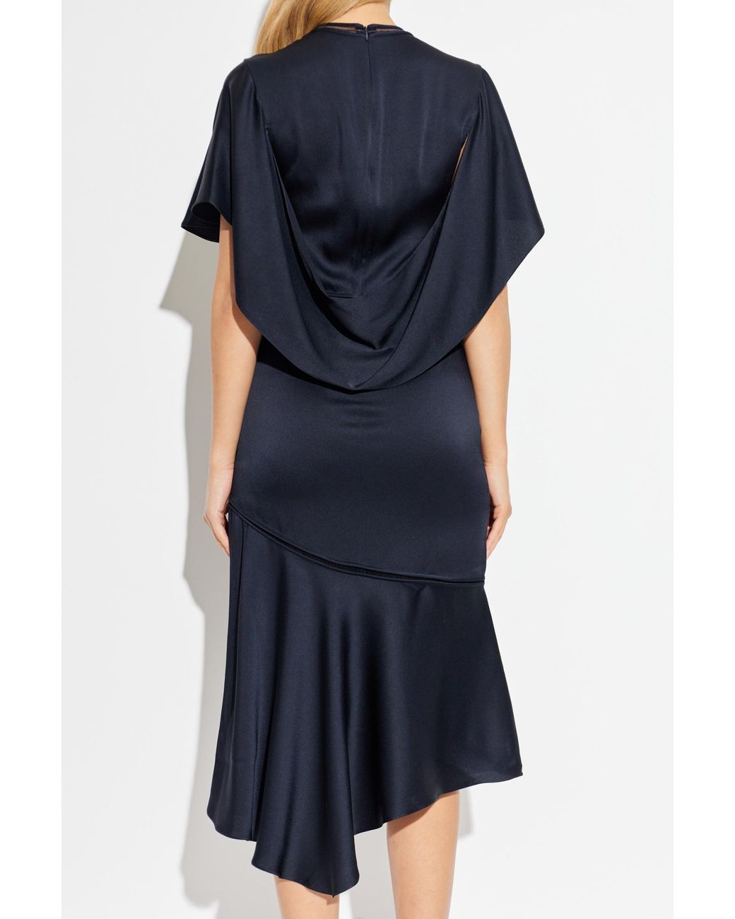 Fabiana Filippi Satin Dress With An Asymmetric Cut in Blue | Lyst