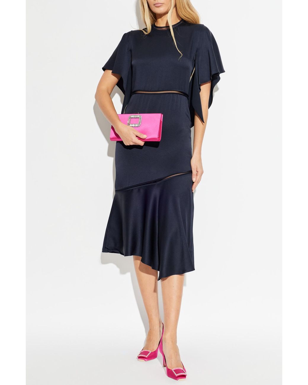 Fabiana Filippi Satin Dress With An Asymmetric Cut in Blue | Lyst