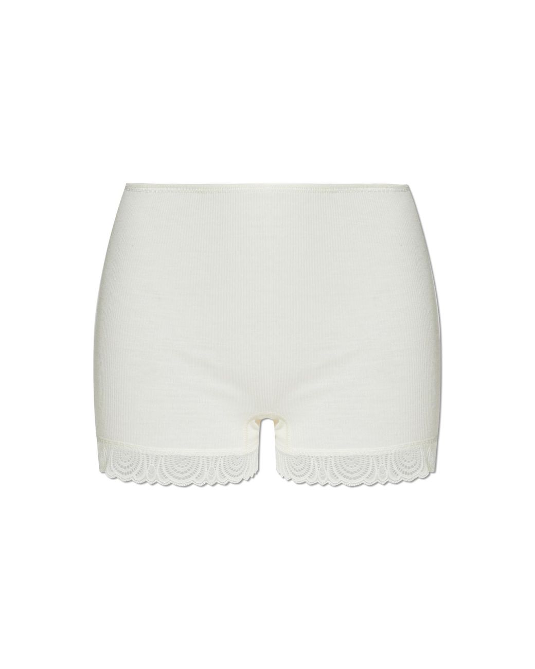 Hanro Wool Shorts With Lace Trim in White | Lyst UK