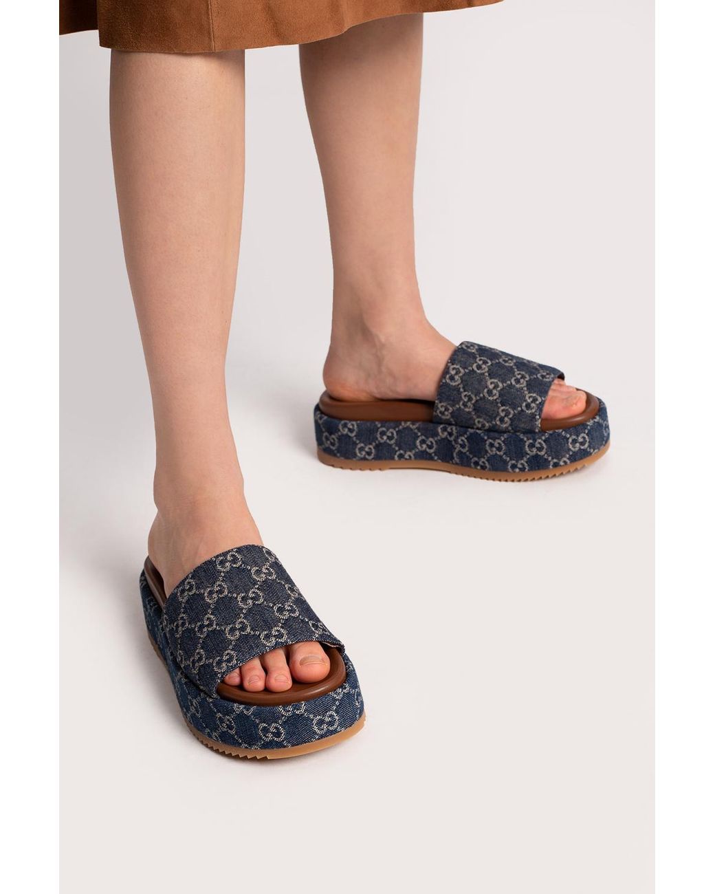 Gucci Platform Slides in White | Lyst