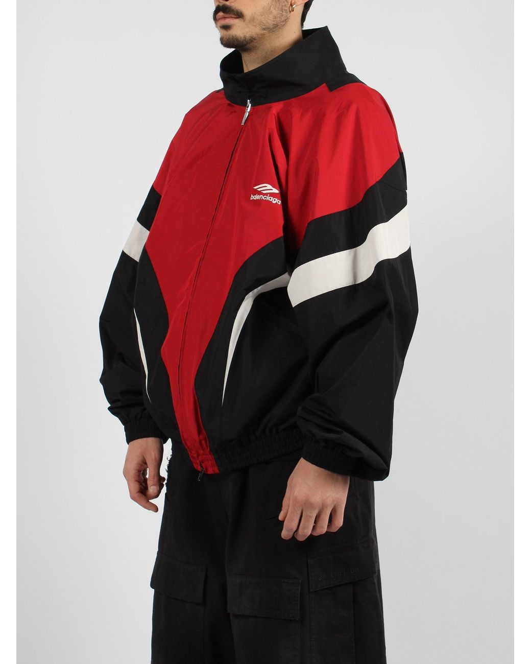 Balenciaga 3B Sports Icon Off Shoulder Tracksuit Jacket in Balenciaga 3B Sports Icon Off Shoulder Tracksuit Jacket in
