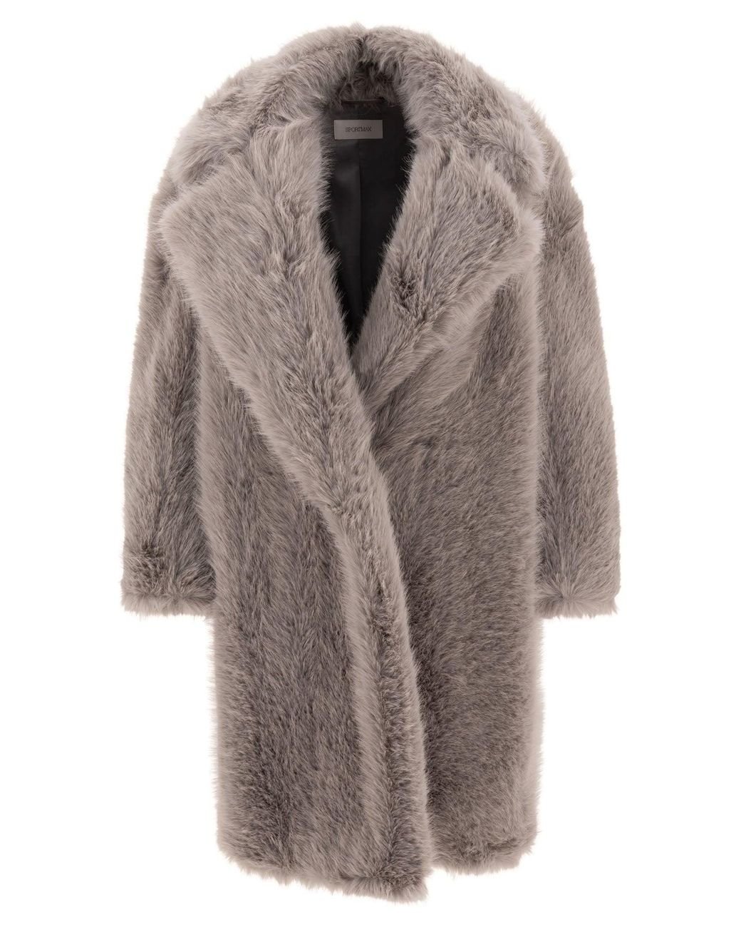 Max Mara Faux Fur Coat Coats in Gray | Lyst