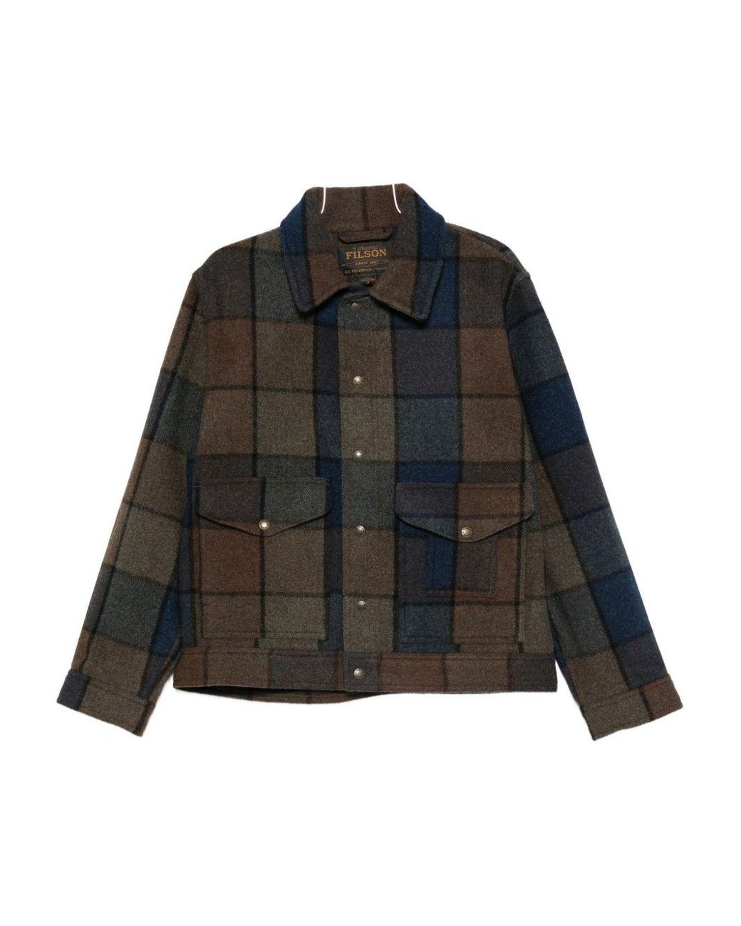 Filson Mackinaw Checked Wool Jacket in Black | Lyst