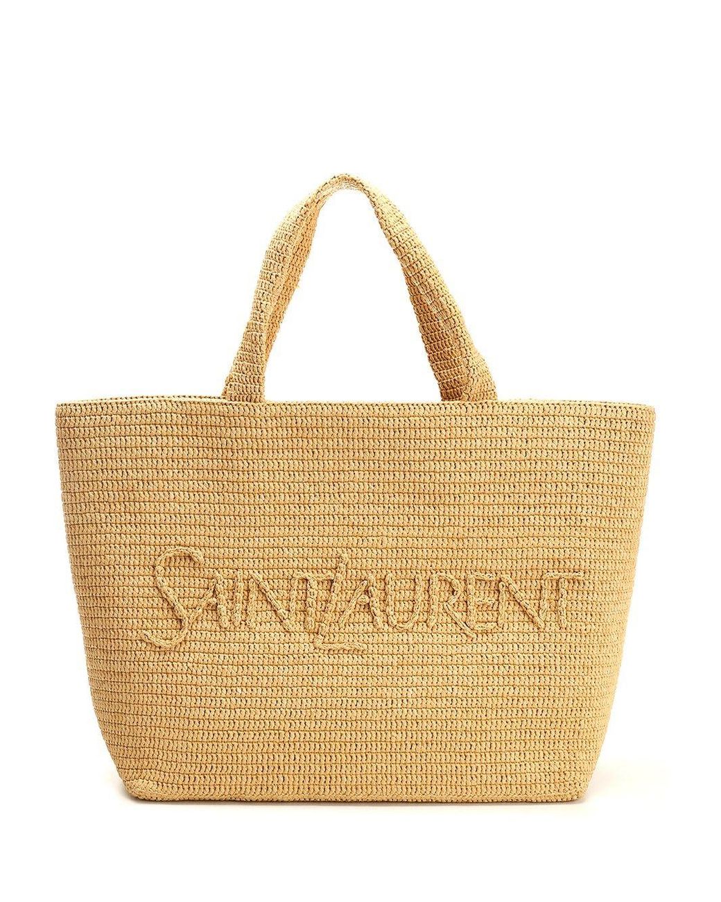 Saint Laurent Natural Raffia Tote Bag Handbags | Lyst