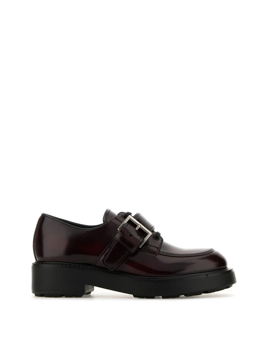 Prada Grape Leather Diapason Lace-Up Shoes in Black | Lyst