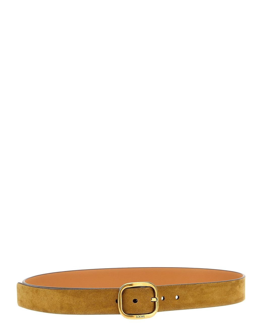 Loewe Suede Logo Buckle Belt in White | Lyst
