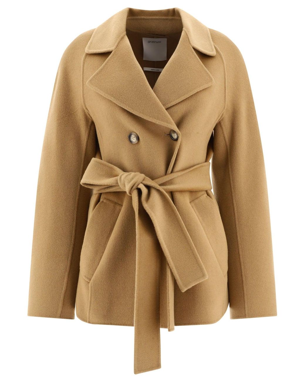 Max Mara Short, Cashmere Blend Wrap Coat in Natural | Lyst