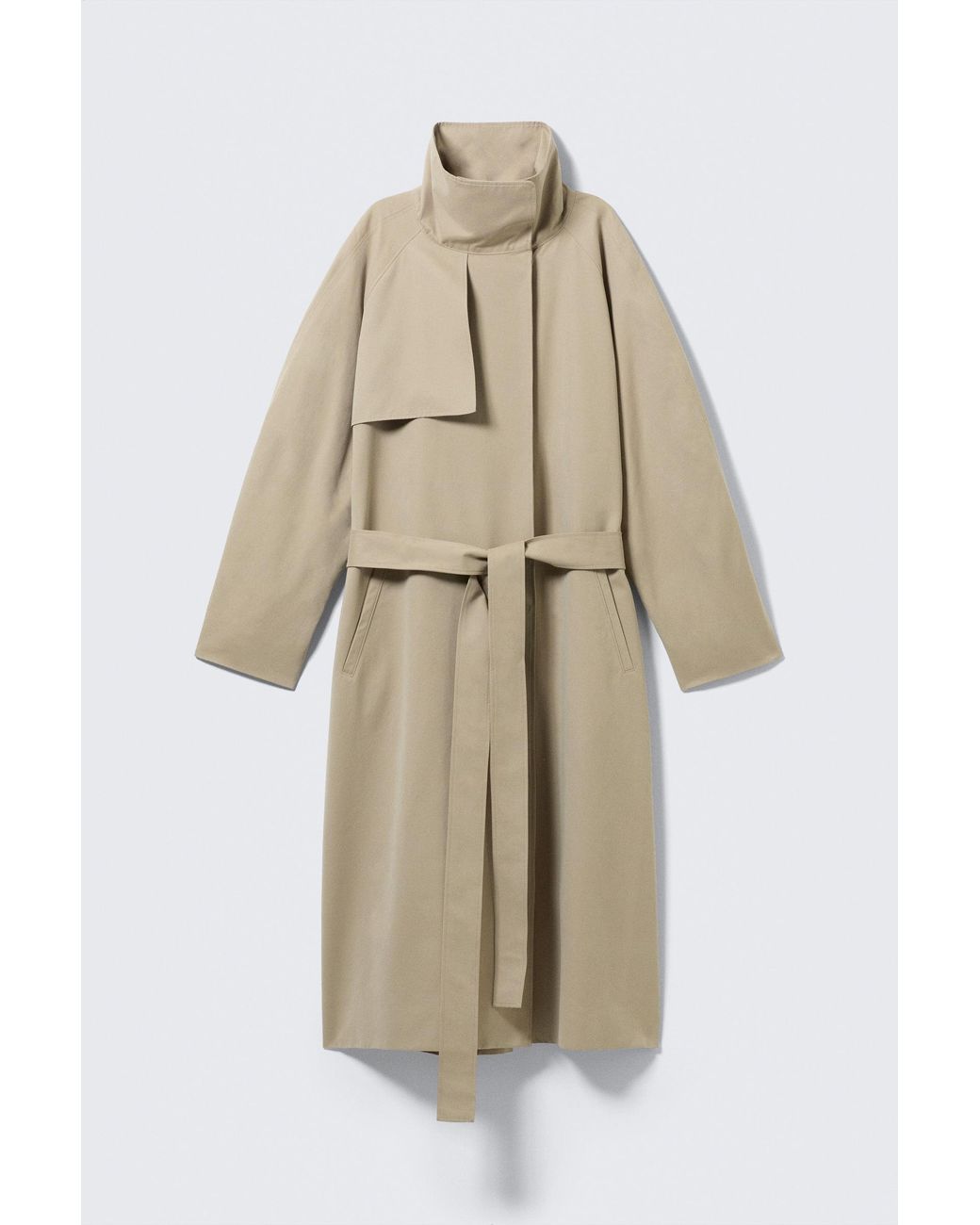 Weekday Loose Fit Trench Coat With Funnel Collar in Natural | Lyst UK