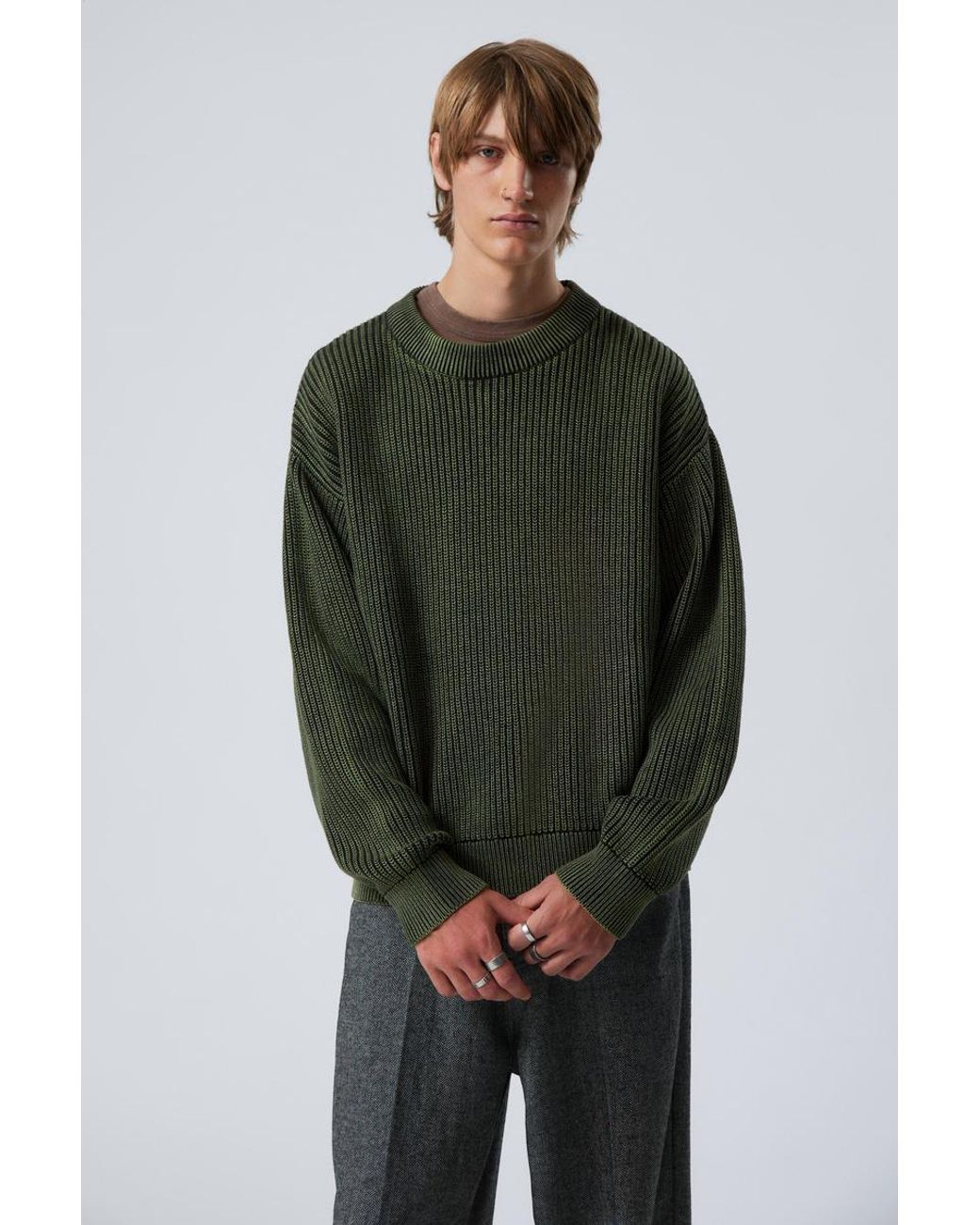 Weekday Regular Heavy Knit Sweater in Green for Men | Lyst UK