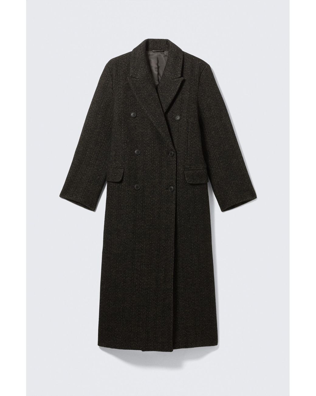 Weekday Logan Double-Breasted Wool-Blend Coat in Black | Lyst UK