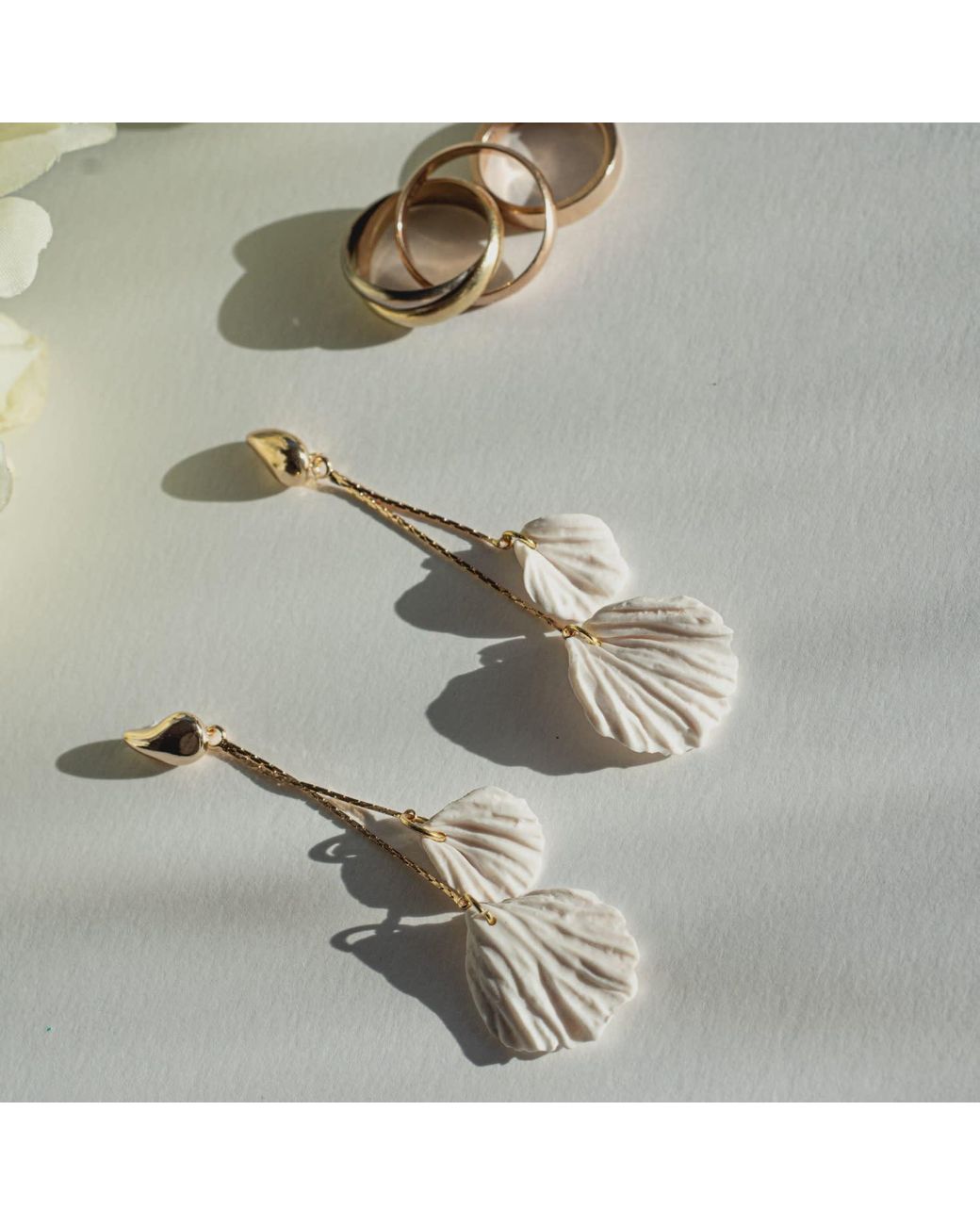 Ziolla Designs Bridal Petals Dangly Earrings in Metallic | Lyst
