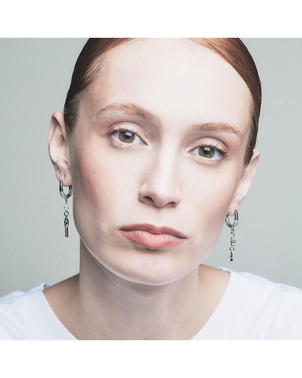 Kirei Keycode Earrings – Asymmetrical Hoop Earrings With Shell Pearl ...