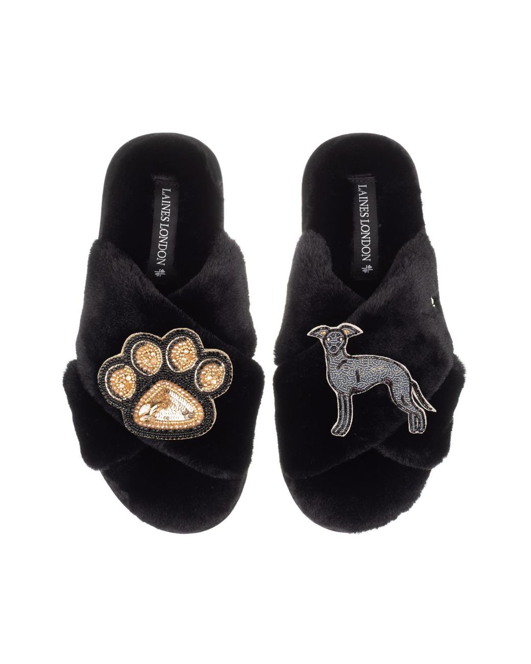 Laines London Classic Laines Slippers With Paw & Italian Greyhound ...