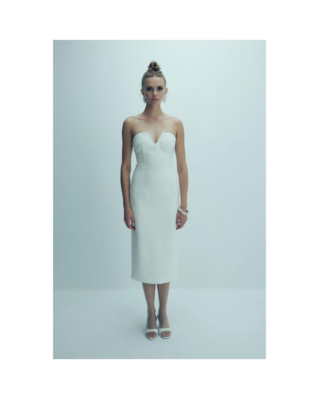 NAZLI CEREN Miora Crepe Midi Dress in White | Lyst