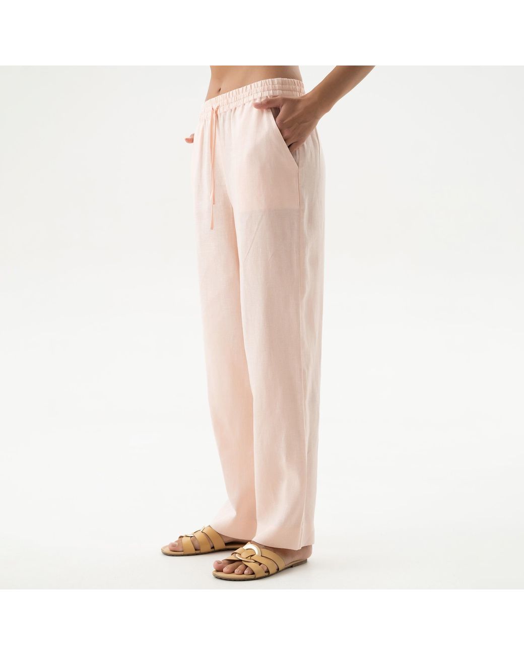 Nokaya Linen Spirit Pants Peach Powder in Pink | Lyst