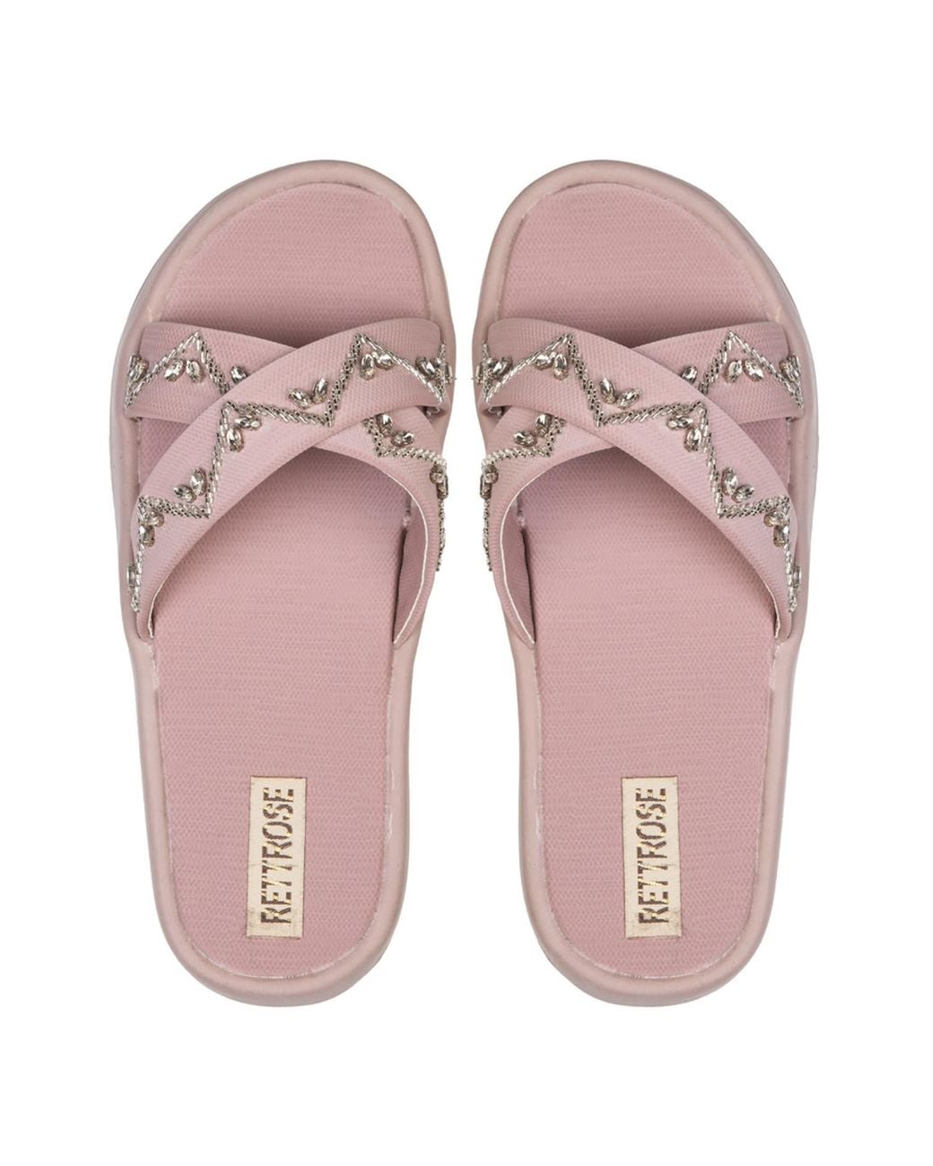 Rettrose The Soraya Luxury Cross Over Embellished Slides in Pink | Lyst