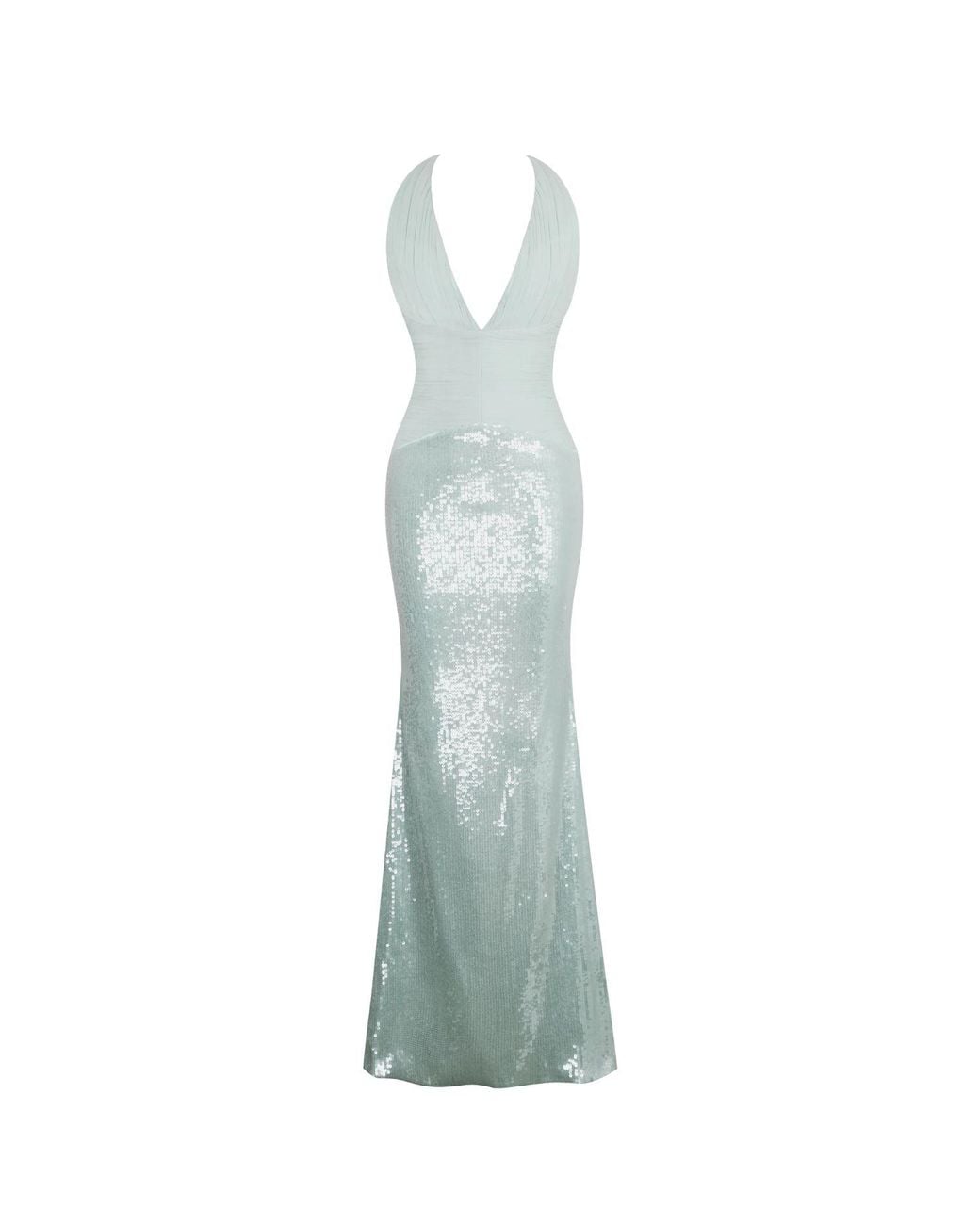 Miss Circle New York Wendale Mint Sequin Plunging Mermaid Maxi Dress in ...