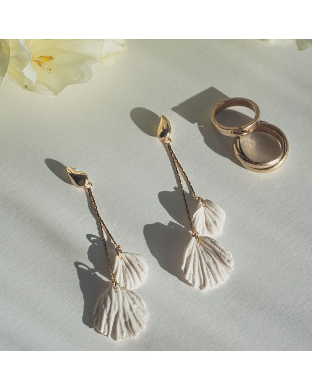 Ziolla Designs Bridal Petals Dangly Earrings in Metallic | Lyst