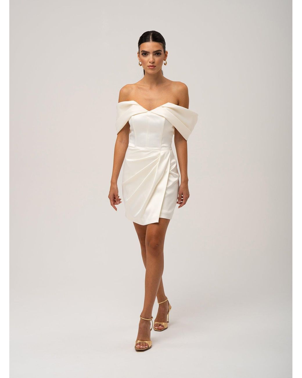 Tia Dorraine Heavenly Kissed Draped Satin Mini Dress in White | Lyst