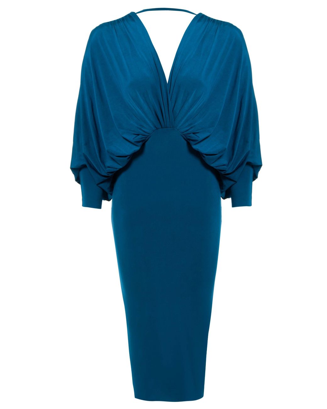 Sarvin Plunging Front Midi Dress in Blue | Lyst UK