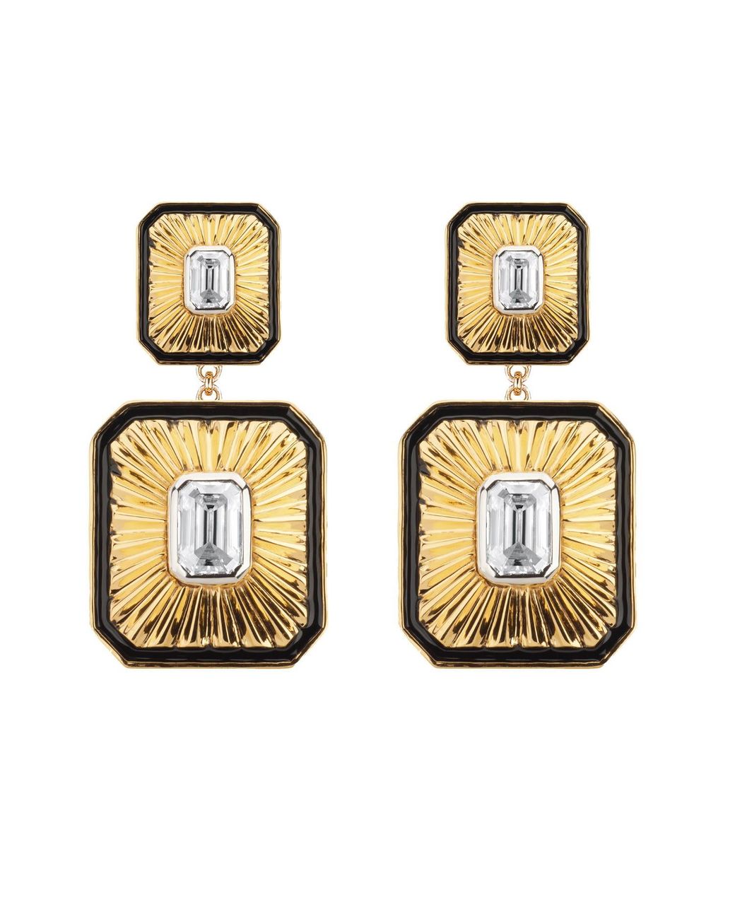 Augustine Jewels Art Deco Fan Diamond Statement Earrings in Metallic | Lyst