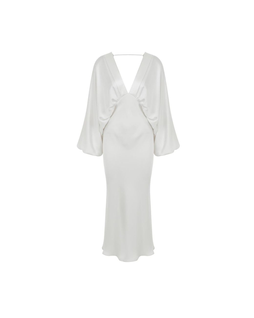 NAZLI CEREN Mila V Neck Satin Dress in White | Lyst