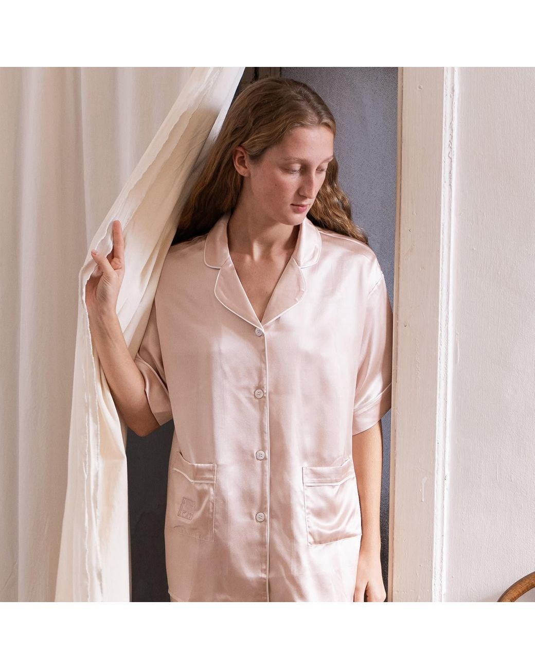 NOT JUST PAJAMA Timeless Collection Silk Short Pajama Set in Pink | Lyst